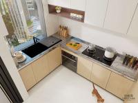 China Nordic White Oak Stainless Steel Kitchen Cabinets U-Shaped Layout for sale