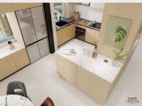 China Nordic White Oak Stainless Steel Kitchen Cabinets U-Shaped Layout for sale