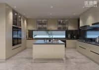 China U-Shaped Stainless Steel Kitchen with Solid Countertop and Island for sale