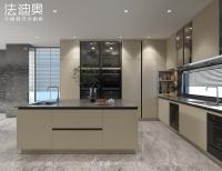 China U-Shaped Stainless Steel Kitchen with Solid Countertop and Island for sale