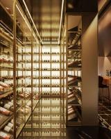 China Golden Stainless Steel Wine Cellar with Amber LED Bar Counter for sale