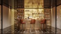 China Golden Stainless Steel Wine Cellar with Amber LED Bar Counter for sale