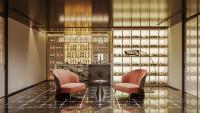 China Golden Stainless Steel Wine Cellar with Amber LED Bar Counter for sale