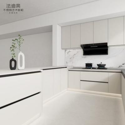 China White Stainless Steel Kitchen Cabinets with Integrated Appliances for sale