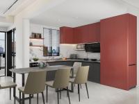 China Two-Tone Matte Black Terracotta Stainless Steel Kitchen Cabinets for sale