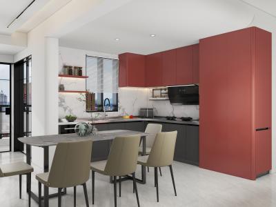 China Two-Tone Matte Black Terracotta Stainless Steel Kitchen Cabinets for sale