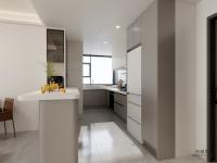 China Light Grey Stainless Steel U-Shaped Kitchen with Extended Island for sale