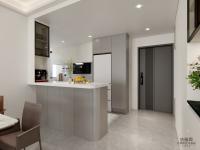 China Light Grey Stainless Steel U-Shaped Kitchen with Extended Island for sale