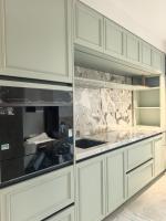 China White Mint Green Stainless Steel Kitchen Cabinets with Island for sale