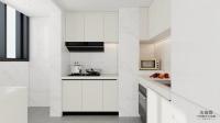 China Compact White Stainless Steel Kitchen with Two-Wall Layout for sale