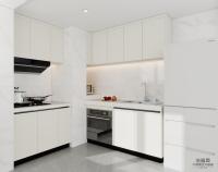 China Compact White Stainless Steel Kitchen with Two-Wall Layout for sale