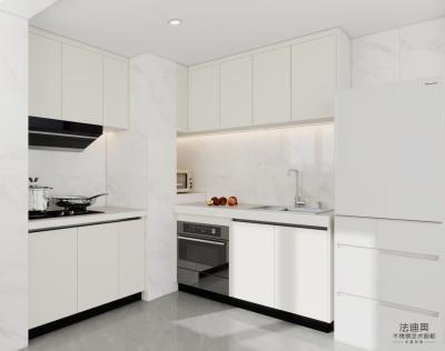 China Compact White Stainless Steel Kitchen with Two-Wall Layout for sale