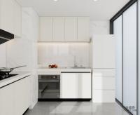 China Compact White Stainless Steel Kitchen with Two-Wall Layout for sale