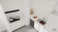 China Compact White Stainless Steel Kitchen with Two-Wall Layout for sale