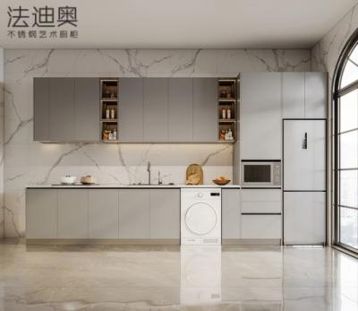 China Modern Gray Stainless Steel Kitchen Cabinet with Multi-Appliance Bay for sale