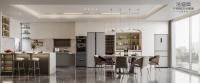 China White Stainless Steel Kitchen Cabinet with Island Bar Layout for sale