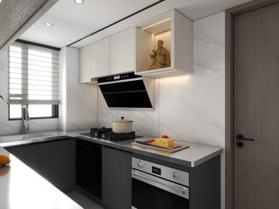 China Black White Linear Stainless Steel Kitchen Cabinets for sale