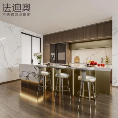 China Marble Stainless Steel Kitchen Cabinet with Bar Island for sale
