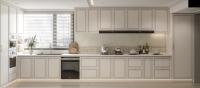 China French Style White Stainless Steel Kitchen Cabinets with Island for sale