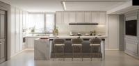 China French Style White Stainless Steel Kitchen Cabinets with Island for sale