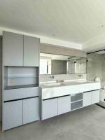 China Modern Grey Stainless Steel Bathroom Vanity with Integrated Sink for sale