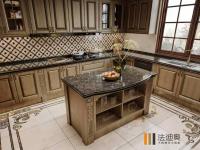 China Dark Brown Wood Grain Stainless Steel Kitchen Cabinets - Classic Luxury Style for sale