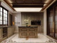 China Dark Brown Wood Grain Stainless Steel Kitchen Cabinets - Classic Luxury Style for sale