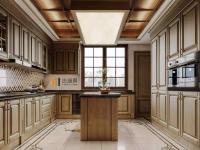 China Dark Brown Wood Grain Stainless Steel Kitchen Cabinets - Classic Luxury Style for sale