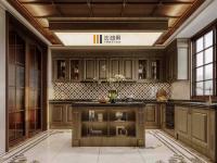 China Dark Brown Wood Grain Stainless Steel Kitchen Cabinets - Classic Luxury Style for sale