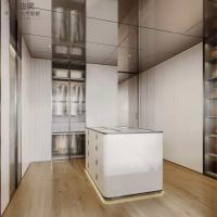 China Pure White Stainless Steel Walk-In Closet with Glass Panels & Island for sale