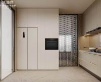 China Light Wood Stainless Steel Kitchen Cabinets with Fluted Glass for sale