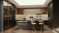 China Champagne Gold Stainless Steel Kitchen Cabinets with Wine Storage for sale