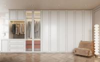 China Soft Beige French Stainless Steel Wardrobe with Light Wood for sale
