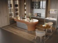 China Dark Wood Stainless Steel Kitchen Cabinets with Copper Gold Island for sale