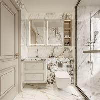 China French White Stainless Steel Bathroom Vanity with Marble Top for sale