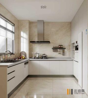 China Pure White Stainless Steel Kitchen Cabinets Modern Minimalist Design for sale