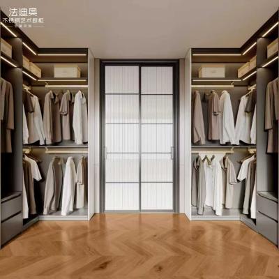 China Pure White Handleless Stainless Steel Walk-In Closet for sale