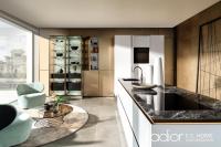 China White & Light Wood Minimalist Stainless Steel Kitchen Cabinets For Modern Homes for sale