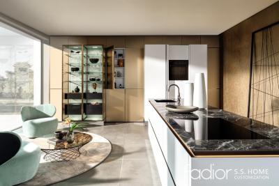 China White & Light Wood Minimalist Stainless Steel Kitchen Cabinets For Modern Homes for sale