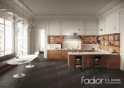 China Warm Sand & Floating Oak Minimalist Smart Stainless Steel Kitchen for sale