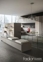 China Luxury Beige Stainless Steel Kitchen Cabinets With Natural Wood Accents for sale