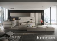 China Luxury Beige Stainless Steel Kitchen Cabinets With Natural Wood Accents for sale