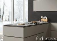 China Soft Grey Stainless Steel Kitchen Cabinets with Island for sale