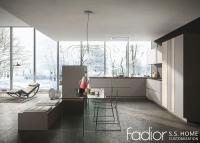 China Soft Grey Stainless Steel Kitchen Cabinets with Island for sale