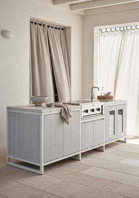 China Whitewashed Ash Outdoor Kitchen Cabinet in 304 Stainless Steel for sale