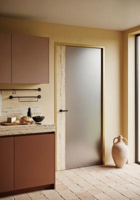 China Travertine Inlay Interior Door in 304 Stainless Steel for sale