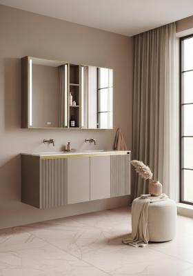 China Taupe Fluted Vanity with Champagne Gold Accents in 304 Stainless Steel for sale