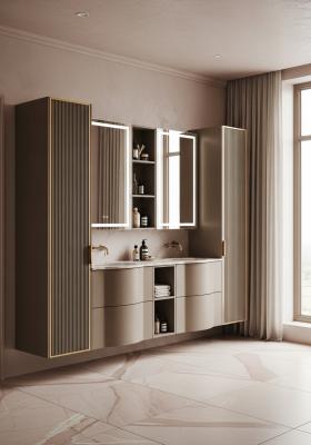 China Taupe Fluted Vanity with Champagne Gold Accents in 304 Stainless Steel for sale