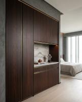 China Rosewood Grain Walk-In Wardrobe with Bronze Accents in 304 Stainless Steel for sale