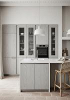 China Whitewashed Ash Grain Kitchen Cabinet in 304 Stainless Steel for sale